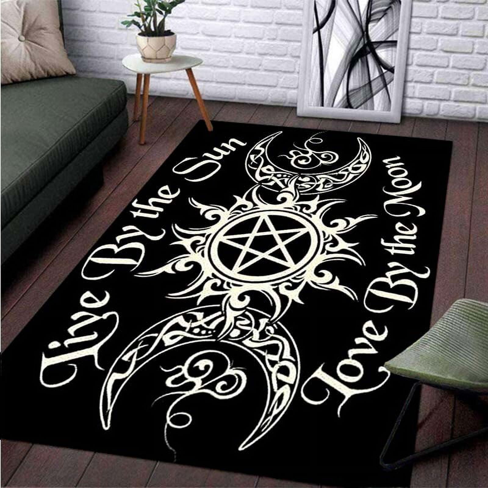 Gothic Witch Sacrifice Rugs Triple Moon Divination Living Room Carpet ...