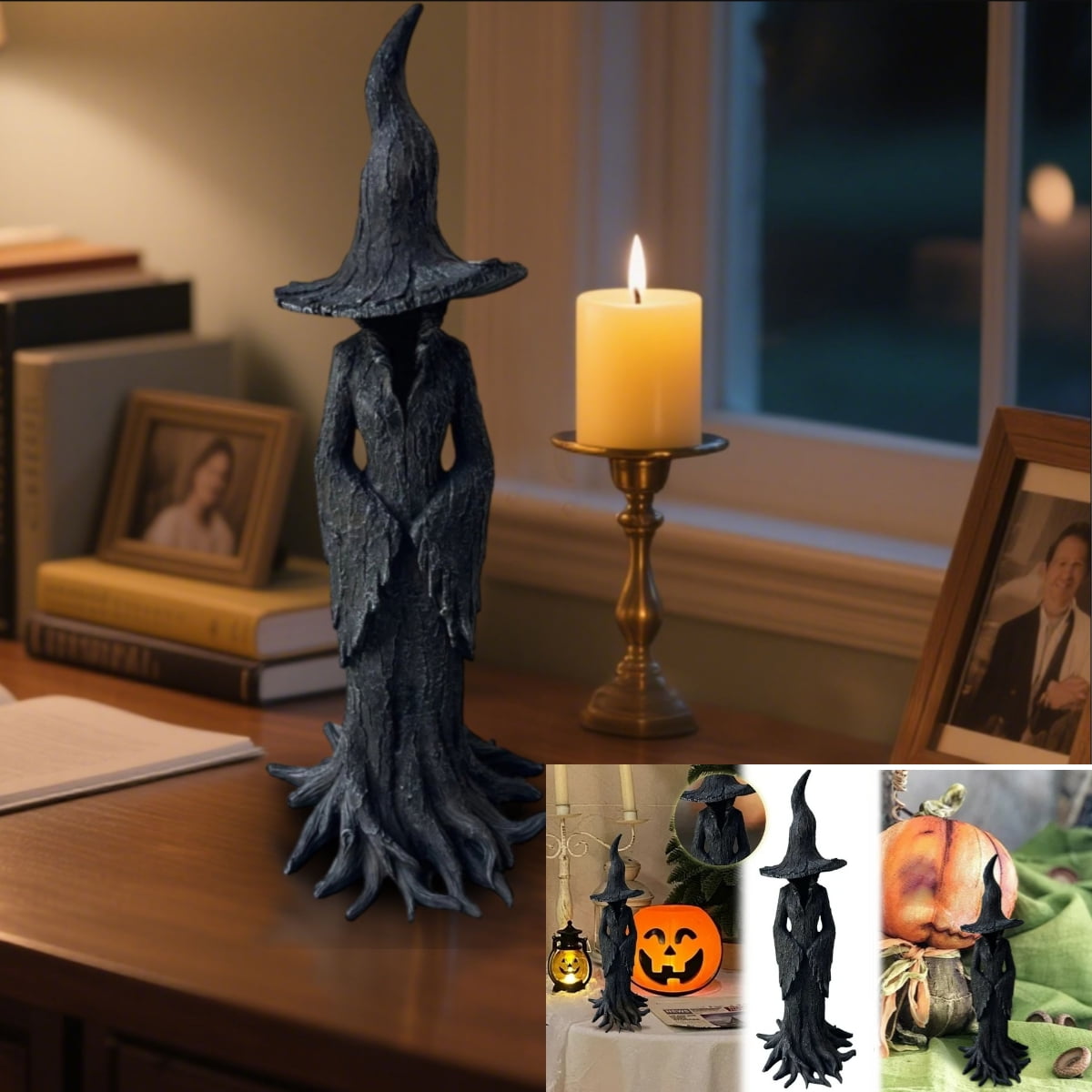 Gothic Witch Statue 7.8" Resin Collectible - Dark Halloween Decor for ...