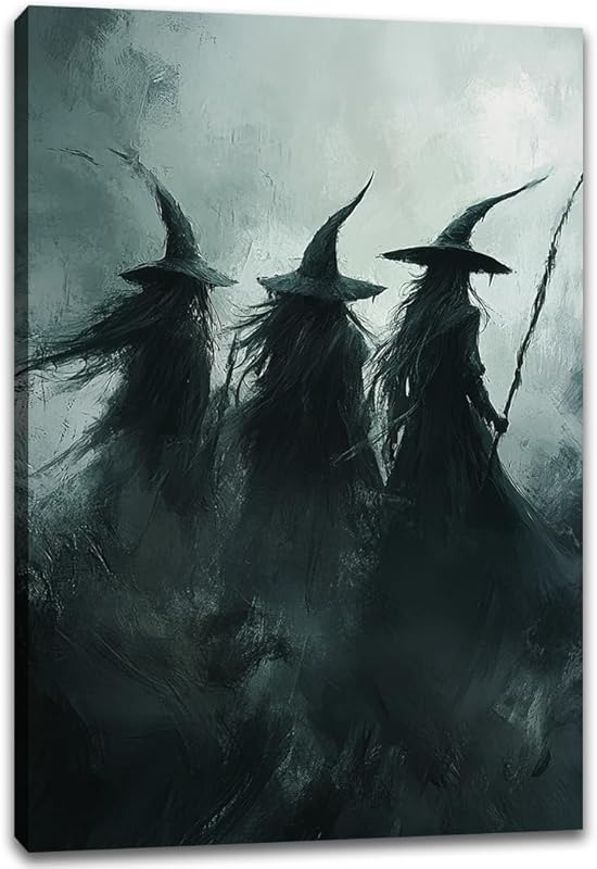 Gothic Witchs Horror Halloween Wall Art,Three Witches in Moody Forest ...