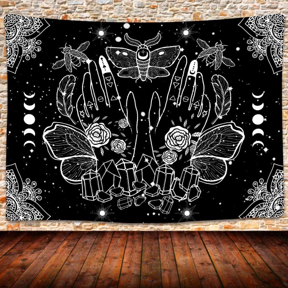 Gothic Witchy Tapestry Witchcraft Mystical Moth Tapestry Moon Magic ...