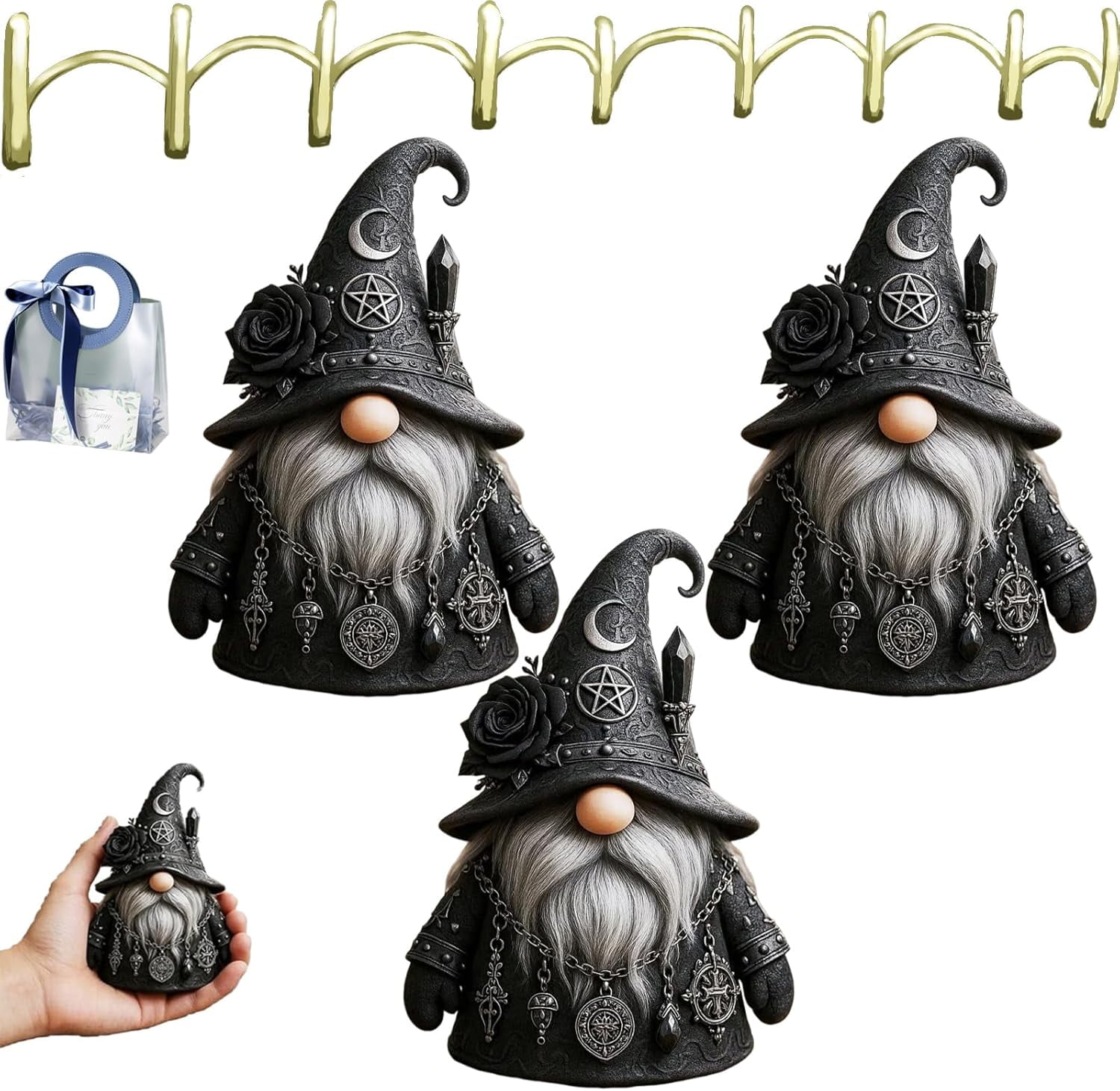 Gothic Wizard Gnome Figurine, Gothic Gnomes Collectible Fall Decor ...
