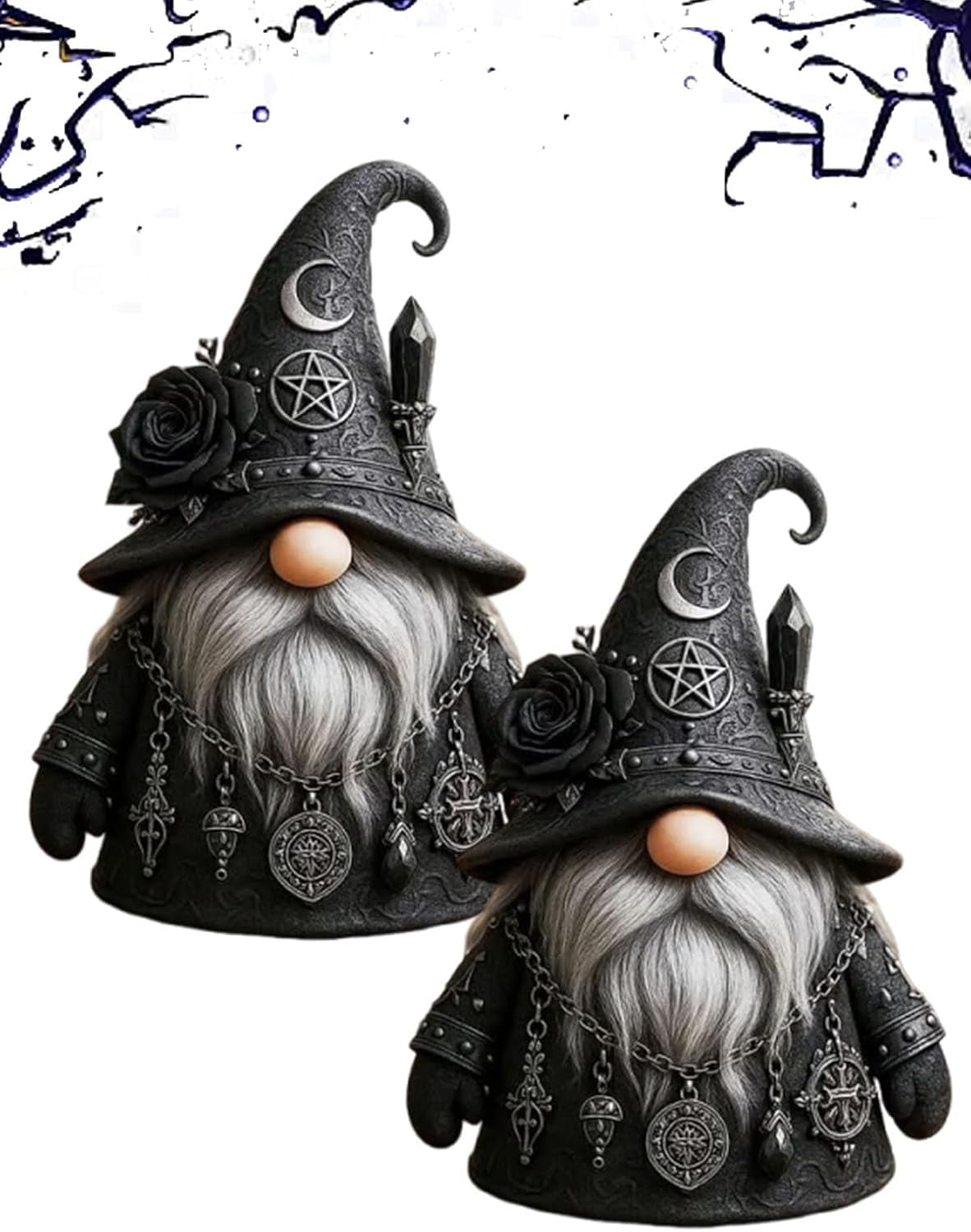 Gothic Wizard Gnome Statue - Gothic Garden Gnome with Hat, Funny Wizard ...