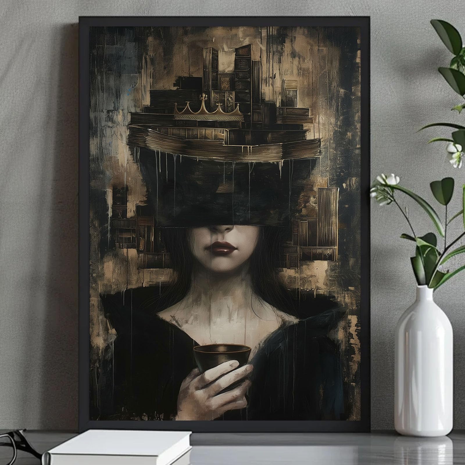 Gothic Women Wall Art Dark Academia Posters Woman with Crown Wall Art ...