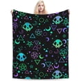 Gothic purple witchy pattern blanket occult symbols magic cat crystals ...