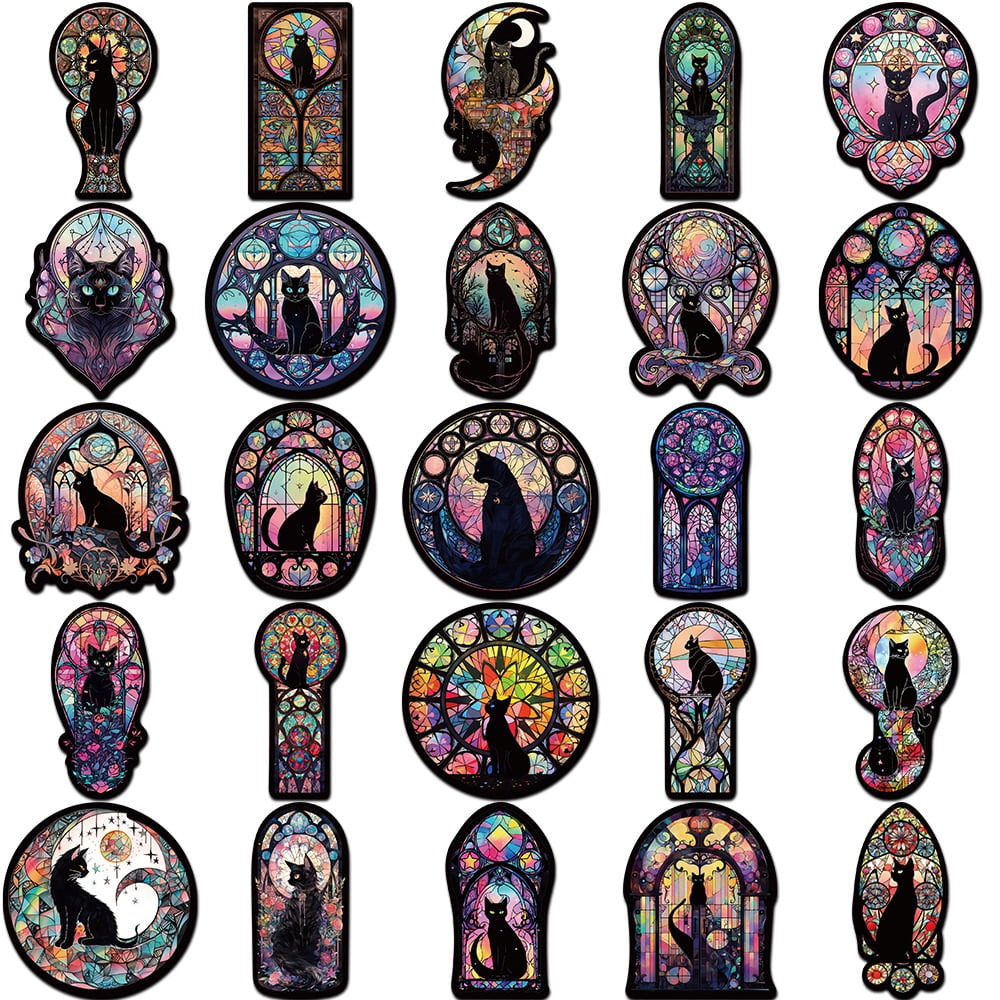 Gothic style PVC Self-Adhesive Cartoon Stickers Black Cat Waterproof ...