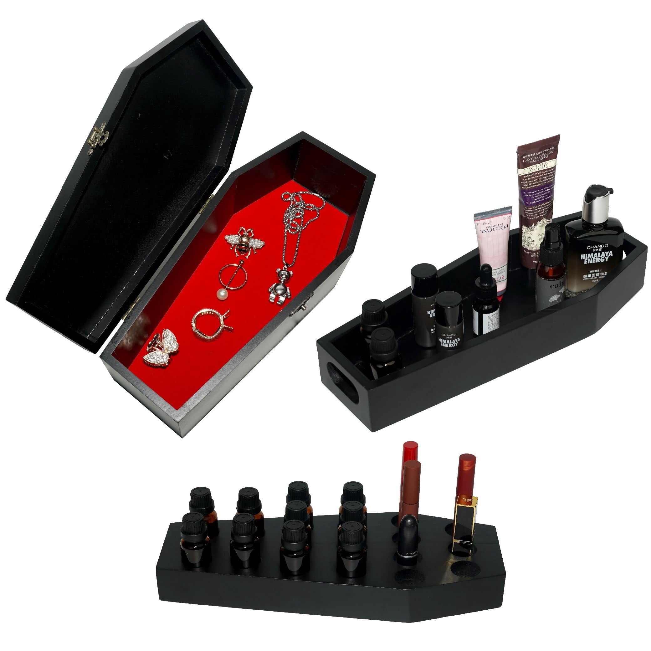 Gothvanity Coffin Box Sets-Big-Pack of 3, Coffin Makeup Organizer Sets ...