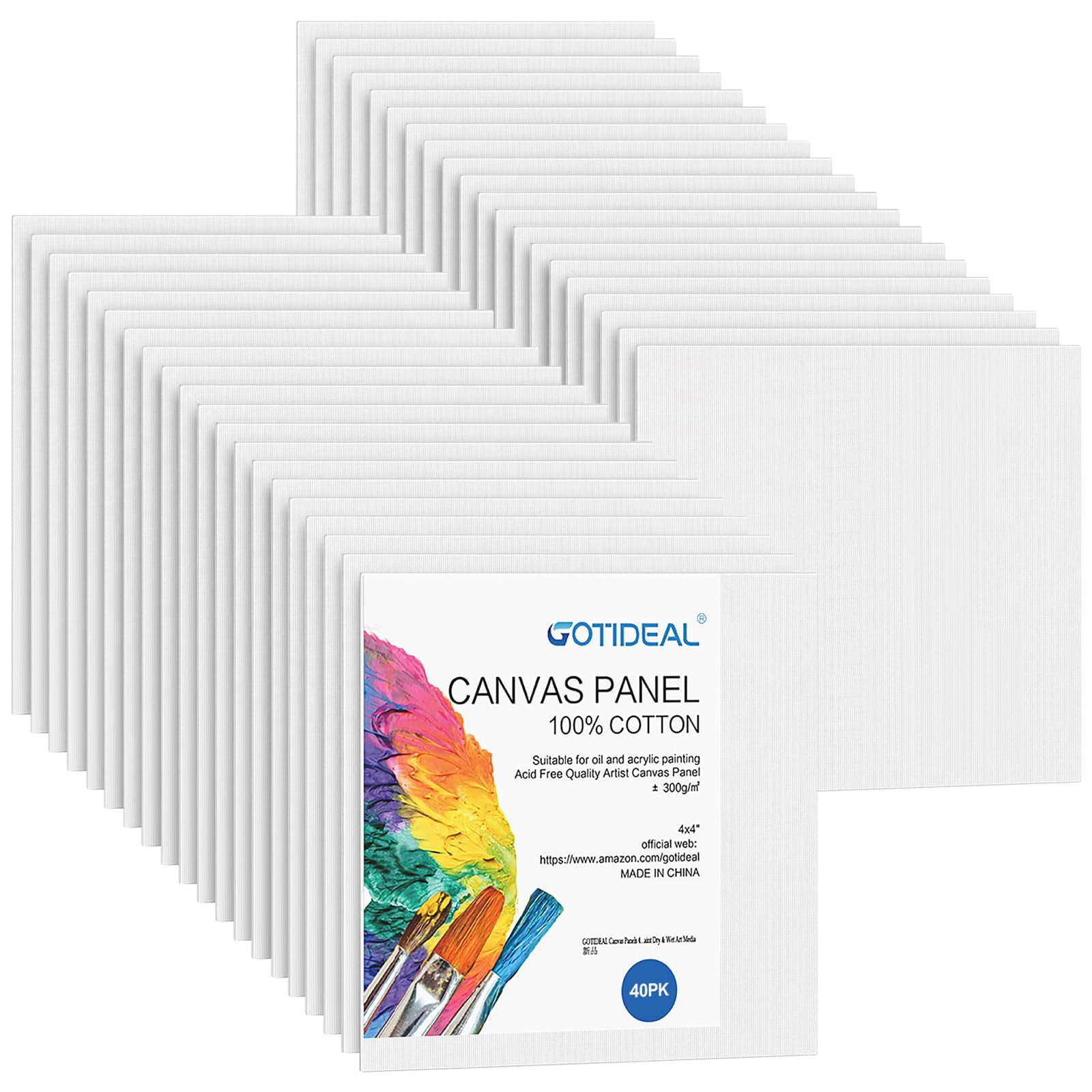 Gotideal Canvas Boards for Painting, 40pcs 4x4 Primed Canvas for ...