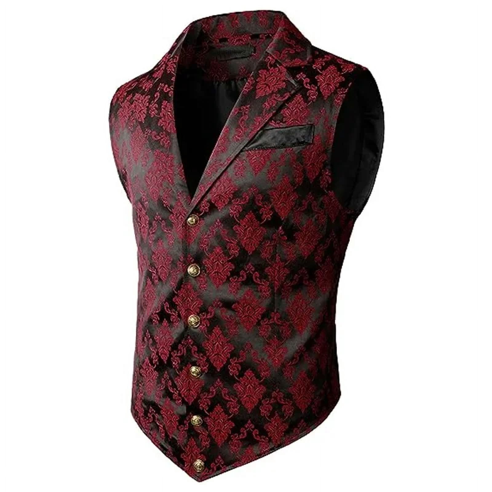 Gotinc Mens Victorian Suit Vest Steampunk Gothic Waistcoat, Men's ...
