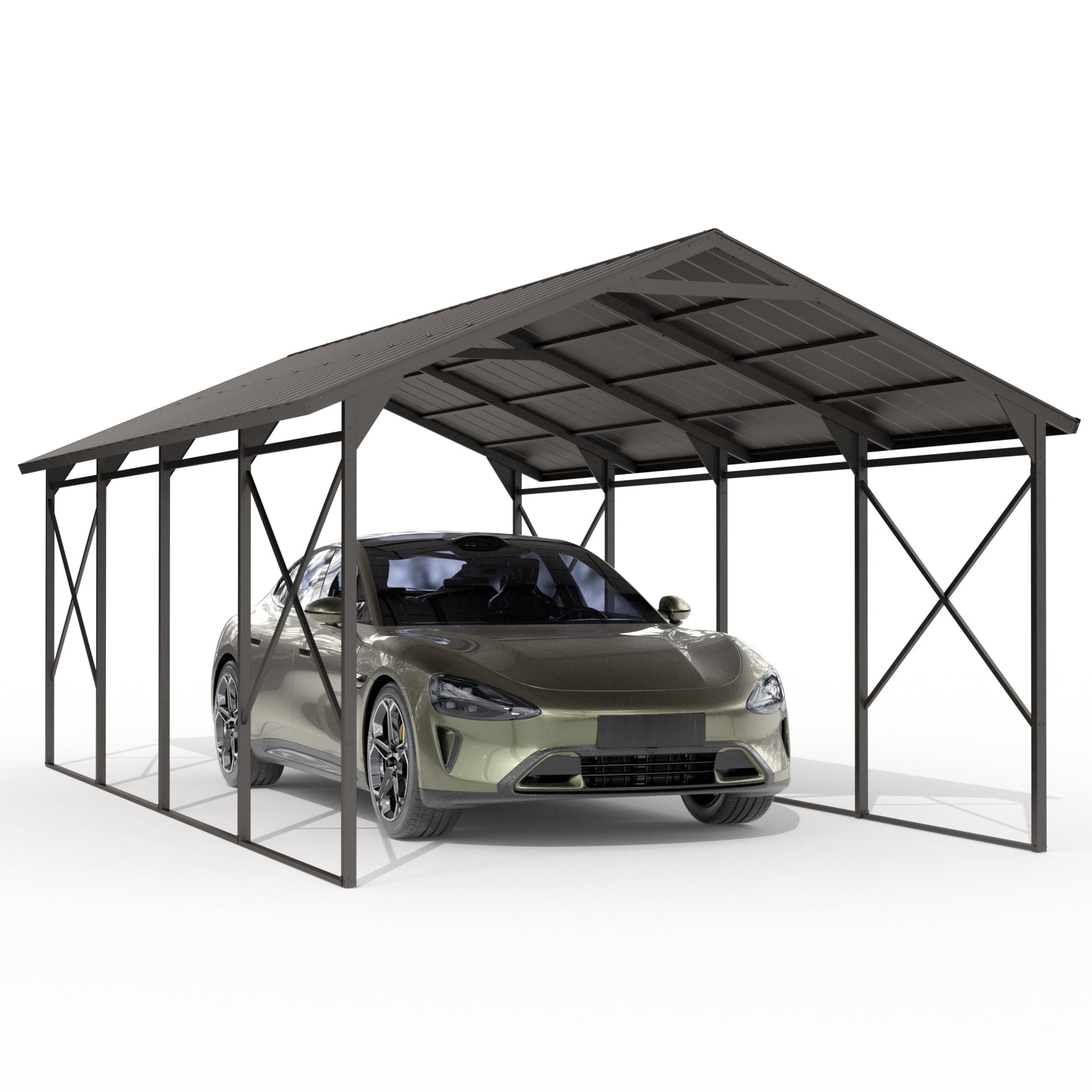 Gotland 12FT x 22FT Heavy Duty Metal Carport, Outdoor Garage Car ...