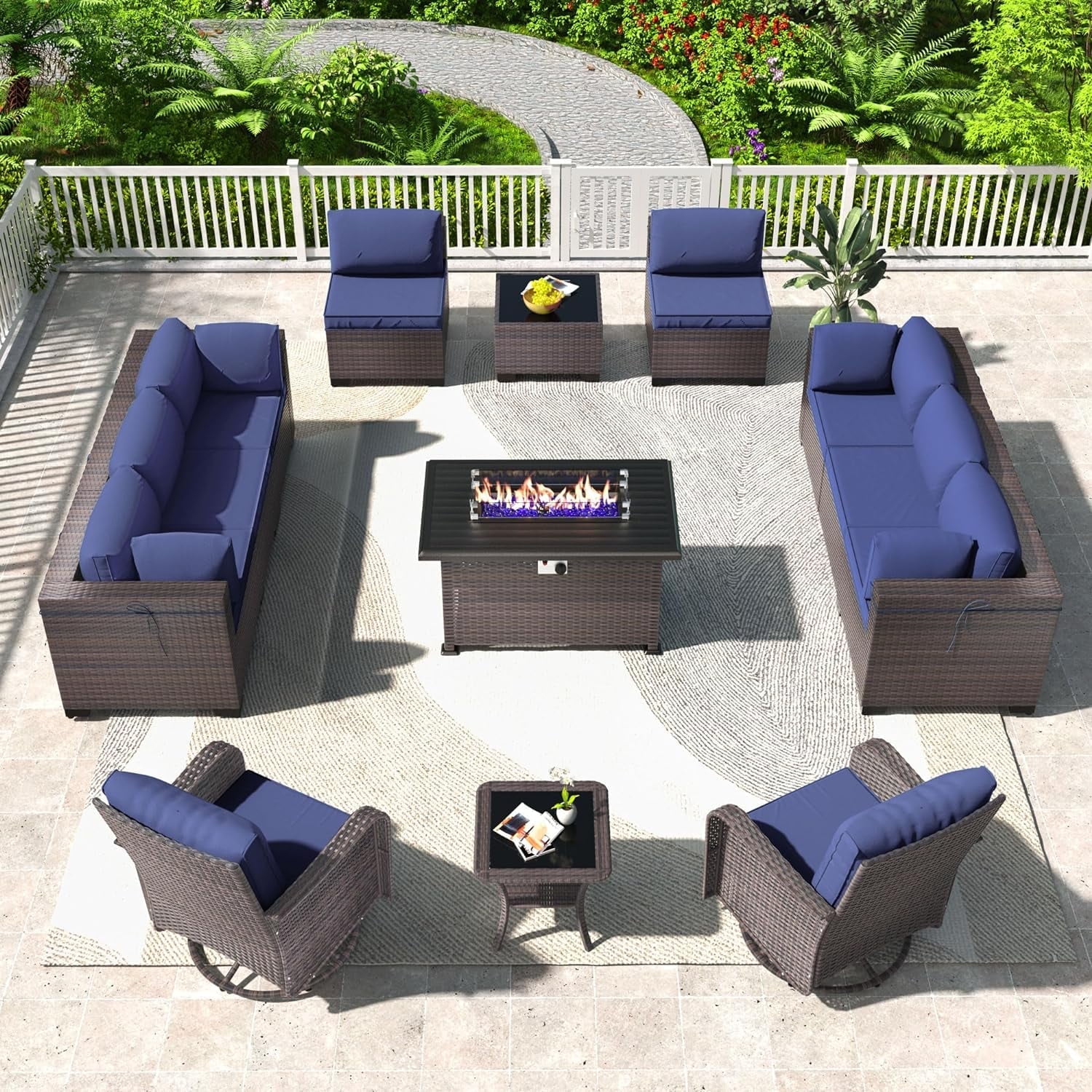 Gotland 13PCS Outdoor PE Rattan Wicker Patio Furniture Set with 43 ...