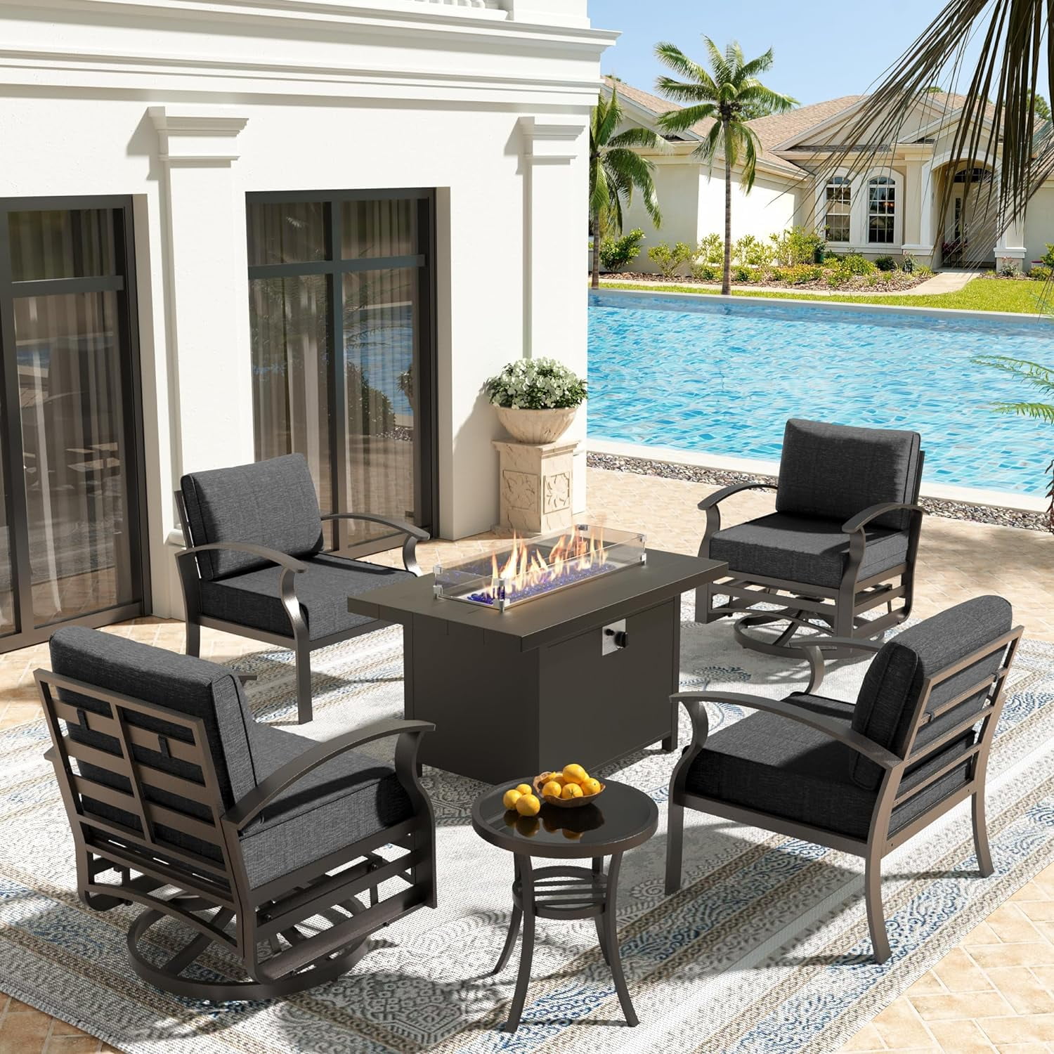 Gotland 6 Aluminum Patio Outdoor Conversation Sets with Chairs and ...