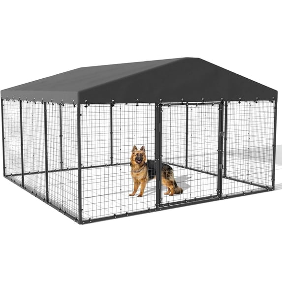 Gotland Large Outdoor Dog Kennel 118"x118"x70.9" Heavy Duty Cage ...