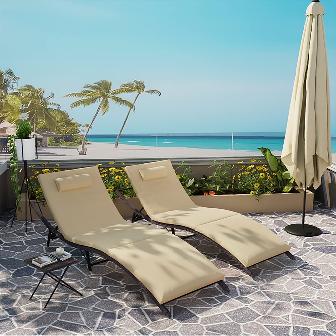 vidaXL Patio Lounge Chair with Cushion Folding Sunlounger Solid Acacia ...