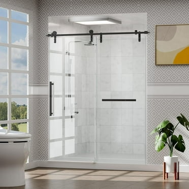 MCOCOD 57 to 60 in W x 76 in H Frameless Shower Door with Soft Close, 5/16" (8 mm) Clear ...