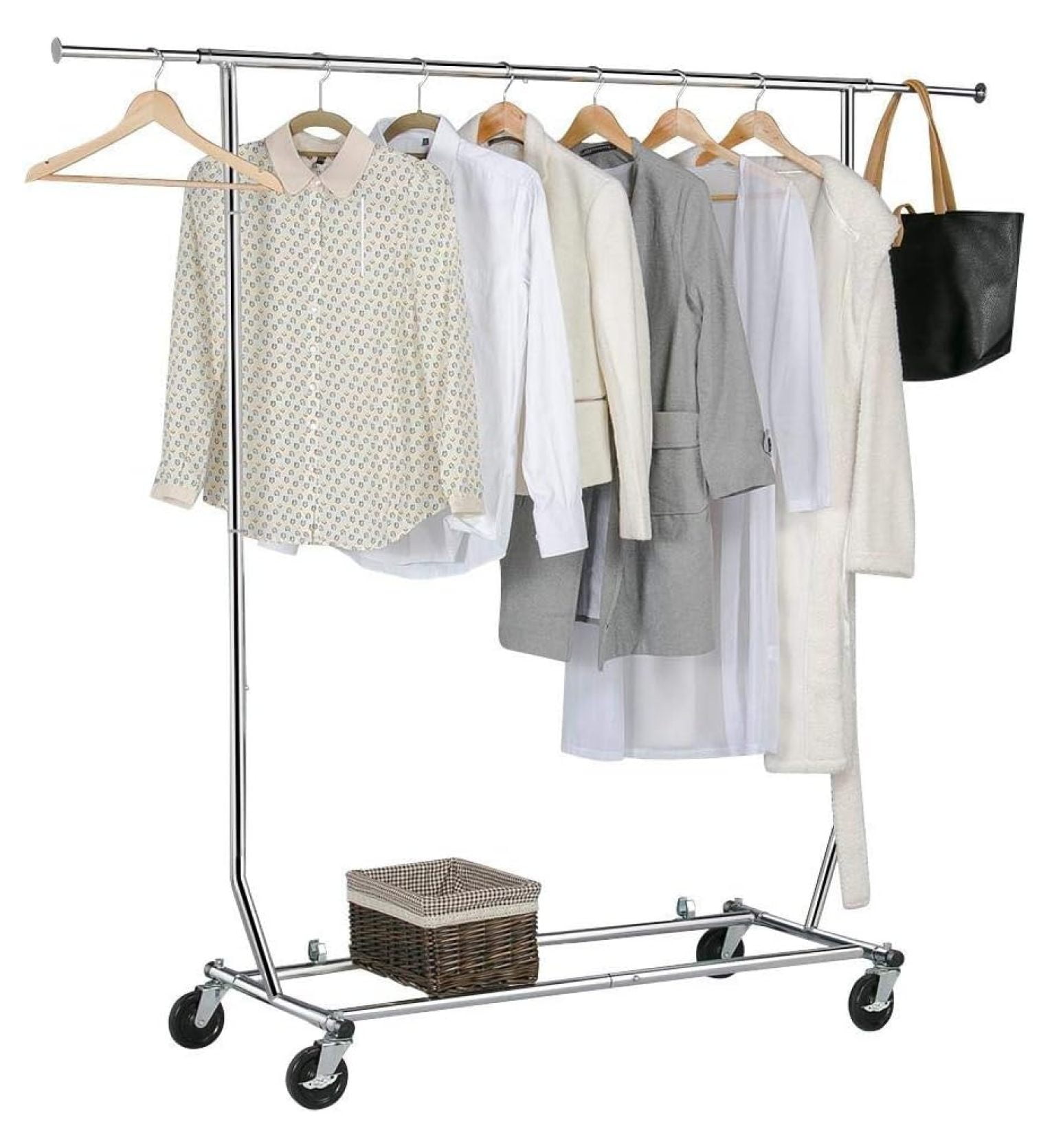 Gotobuy Chrome Clothing Garment Rolling Collapsible Rack Hanger 250lbs ...