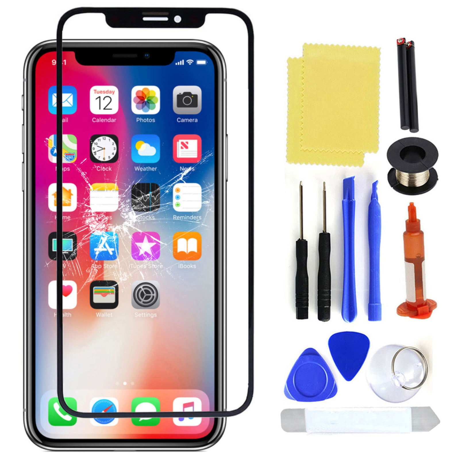 Gotofar Front Screen Glass Lens Back Glass Replacement Repair Kit for ...