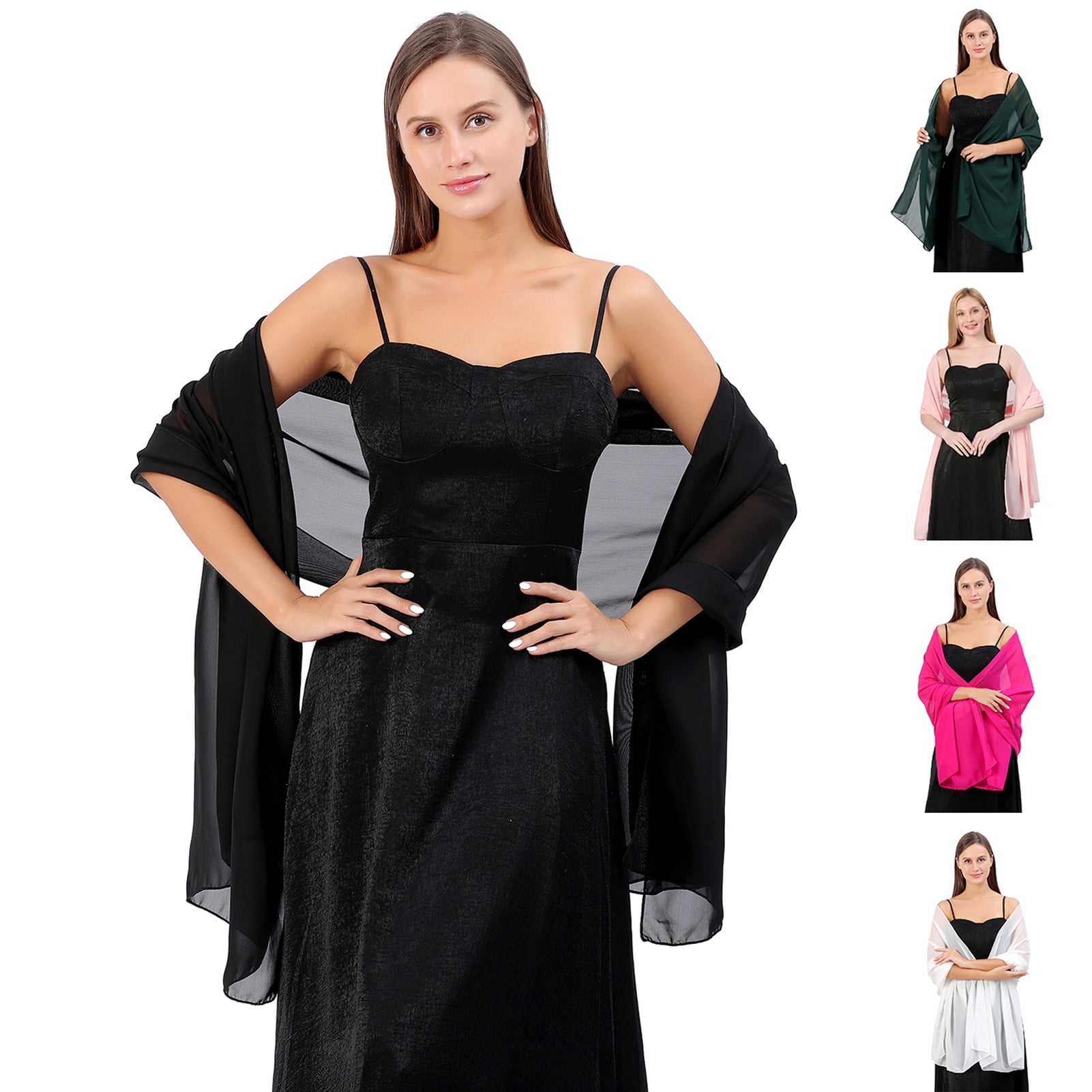 Gotofar Solid Color Thin Chiffon Evening Dress Shawl Bride Bridesmaid ...