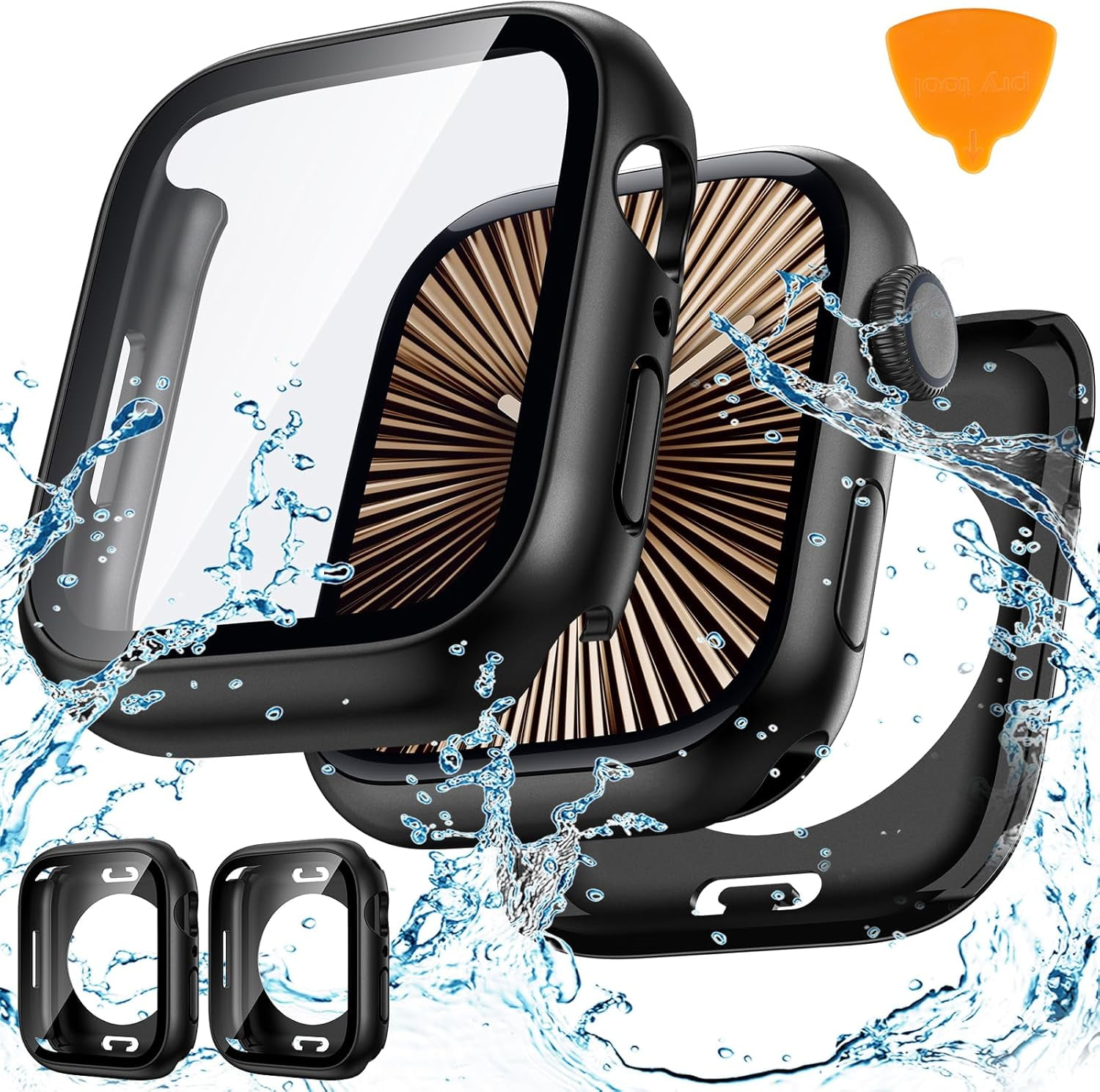 Goton 2 Pack Waterproof Case for Apple Watch Series 10 Screen Protector ...