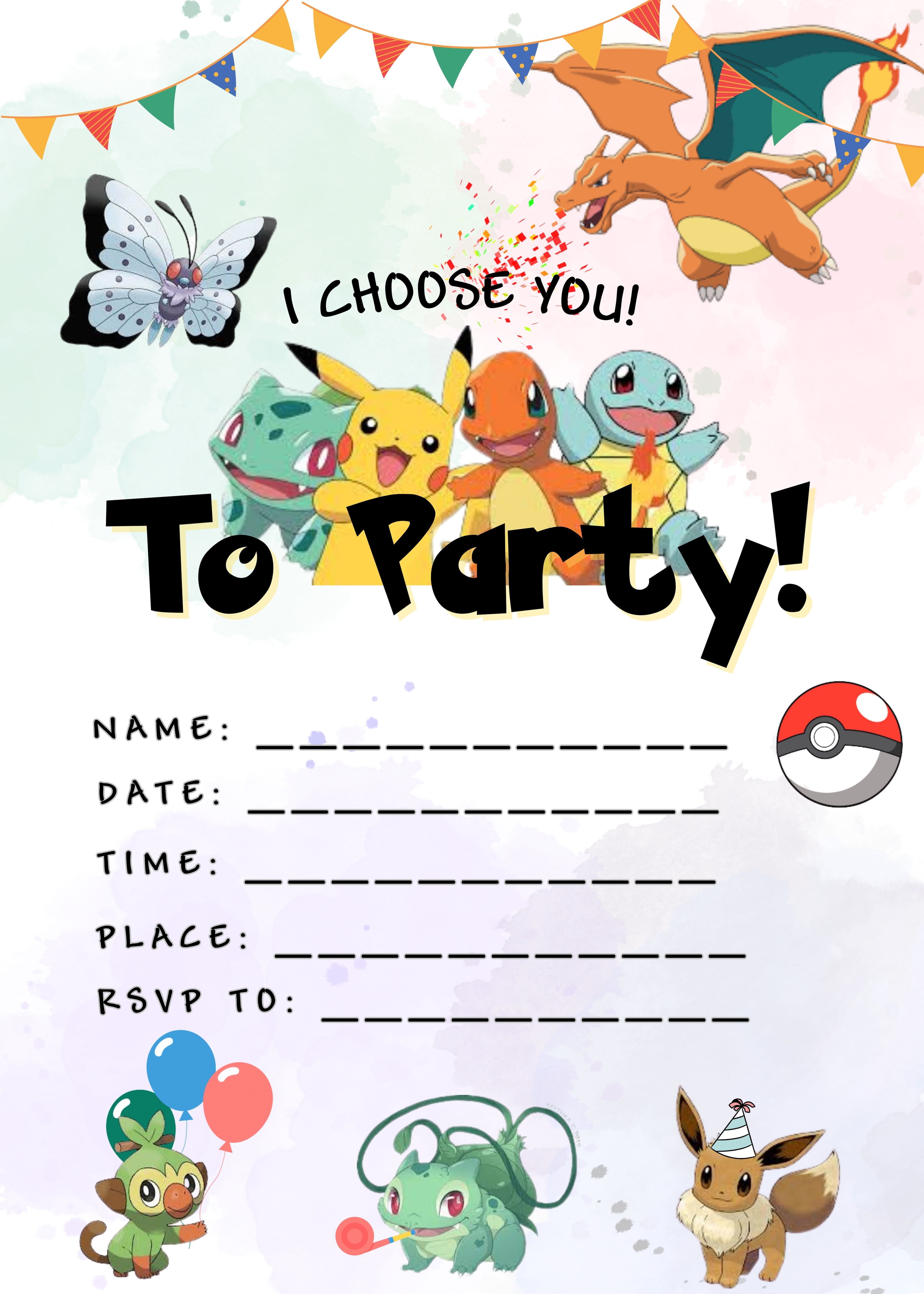Gotta Catch 'Em All: Anime Birthday Party Invitations (Set of 20 with ...