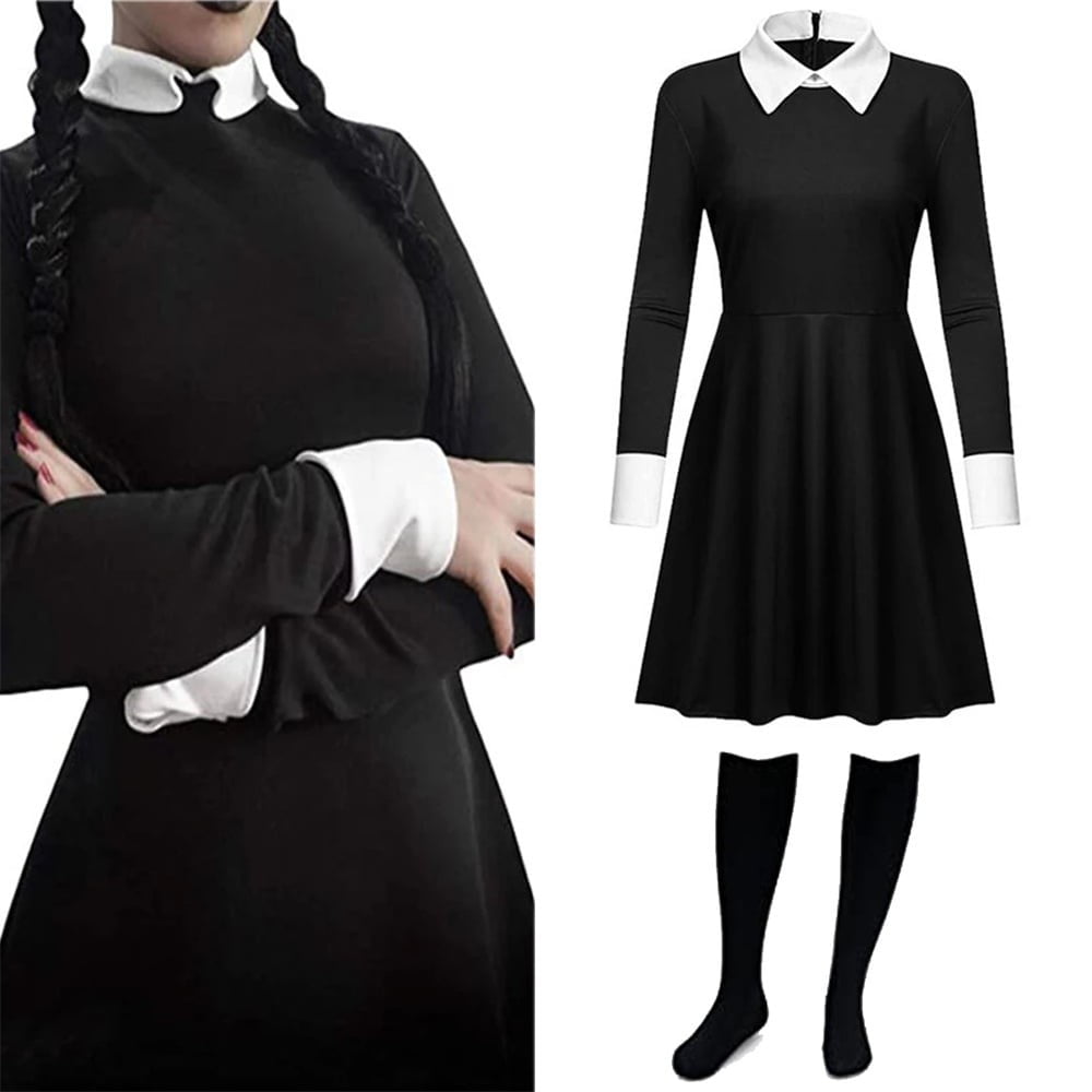 Gottsw Wednesday - Addams Costume for Women Halloween Fancy Dress Party ...