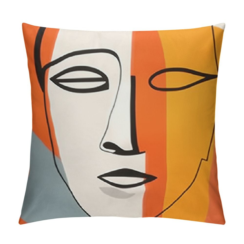 Gotuvs Abstract Faces Throw Pillow Covers Modern Throw Pillows Print