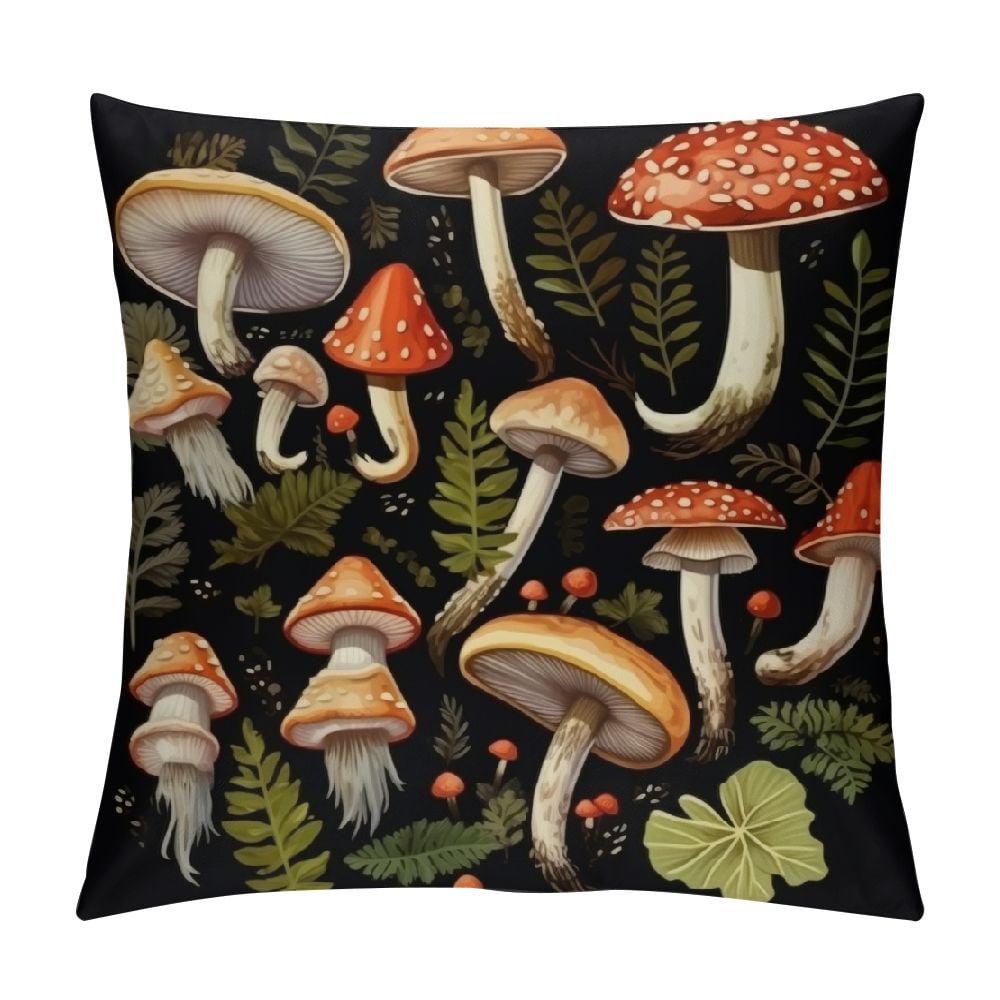 Gotuvs Botanical Forest Mushroom Soft Throw Pillow Cover Colorful