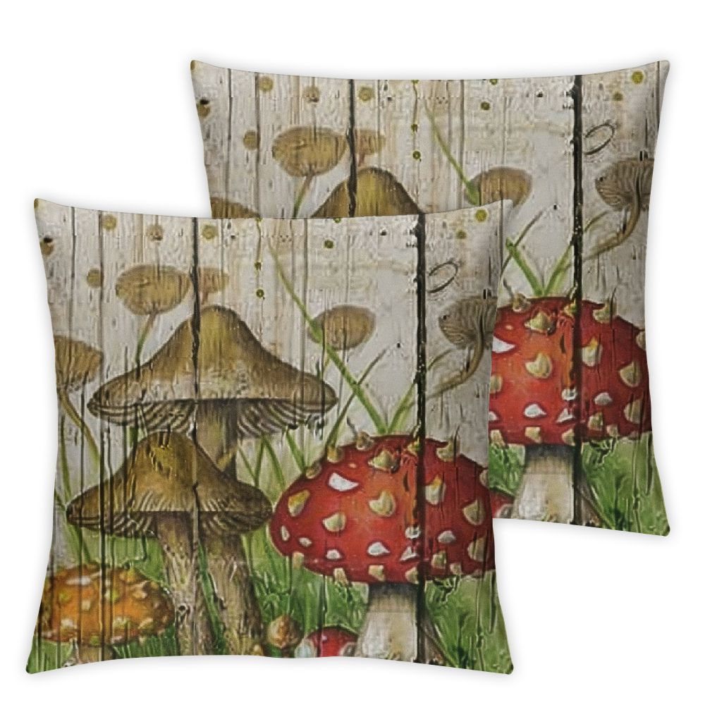 Gotuvs Colorful Mushroom House Throw Pillow Covers Set Of 2 Vintage