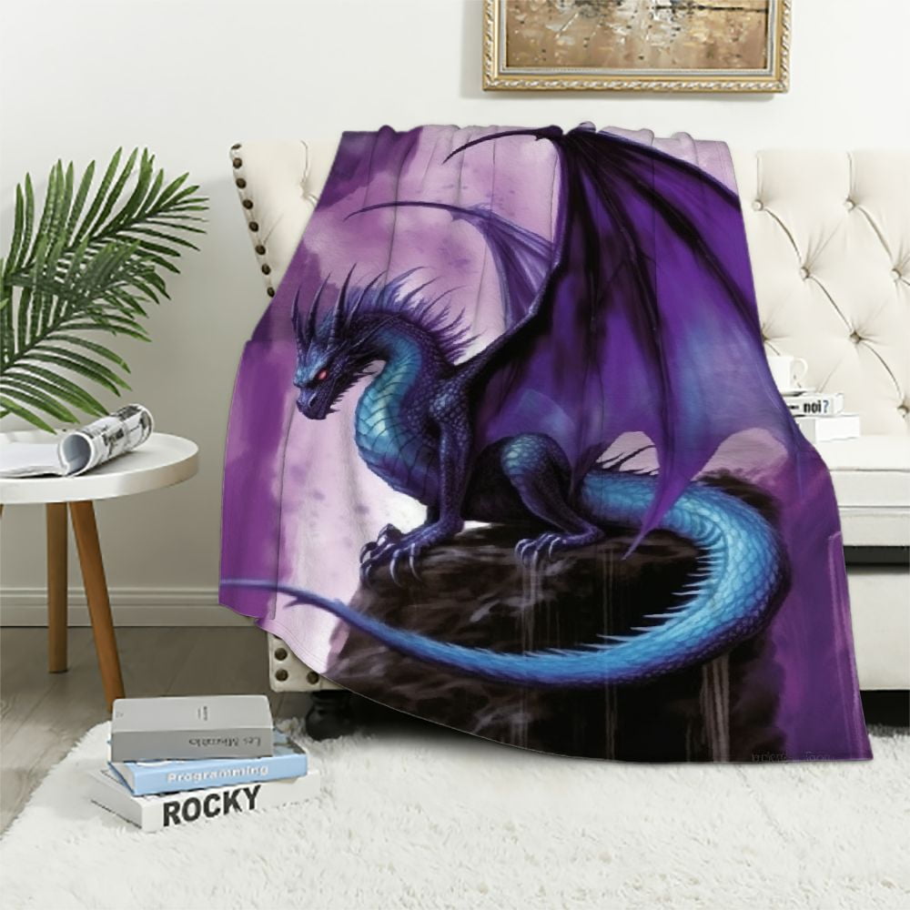 Gotuvs Dragon Fantasy Purple Throw Blanket Warm Ultra Soft Micro