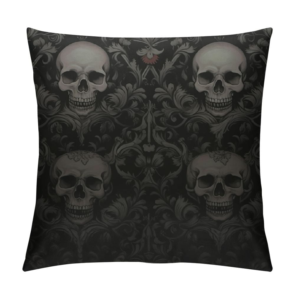 Gotuvs Gothic Black Skull Throw Pillow Covers Square Sofa Cushion Cover