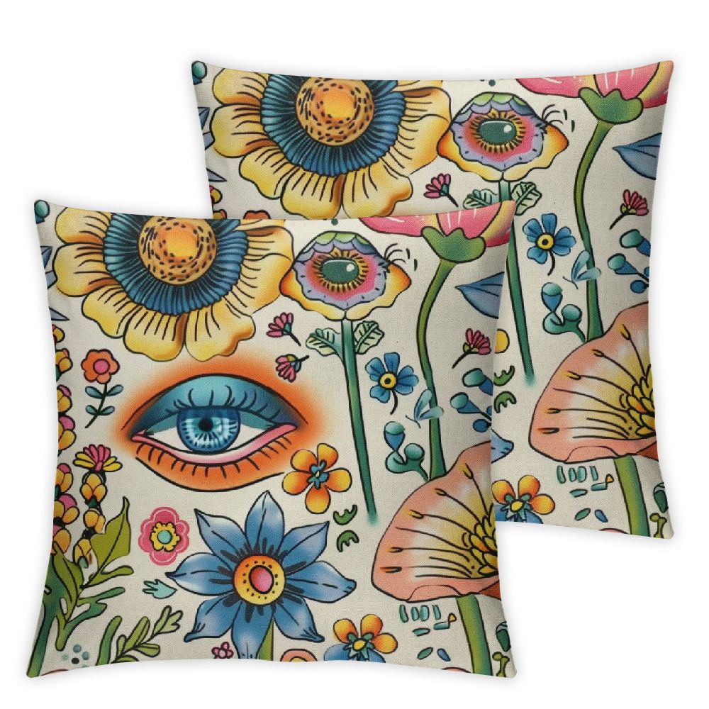 Gotuvs Mushroom Floral Pillow Case Decor Vintage Throw Pillows Cover