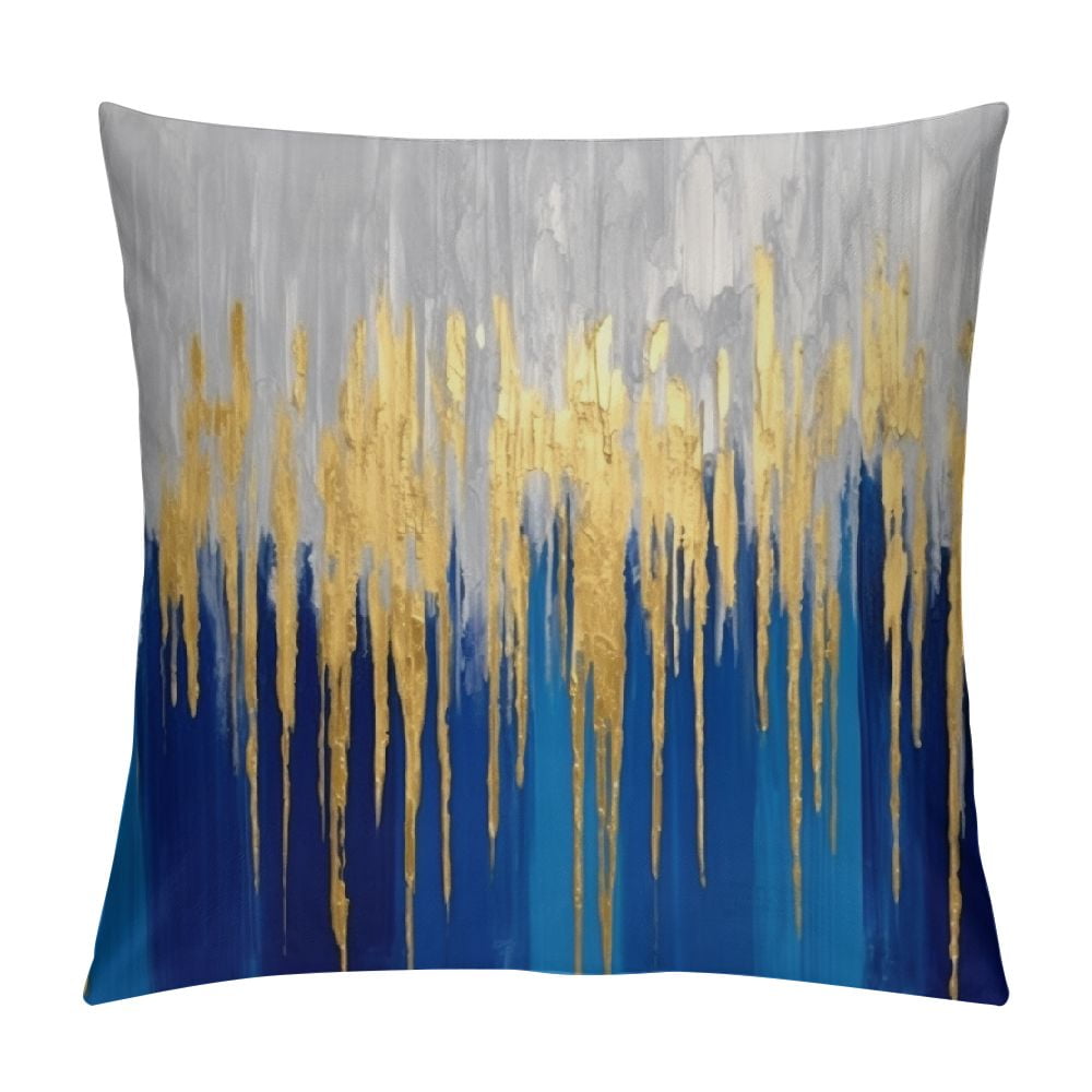 Gotuvs Pillow Covers Modern Abstract Art Colorful Navy Blue Gold Gray