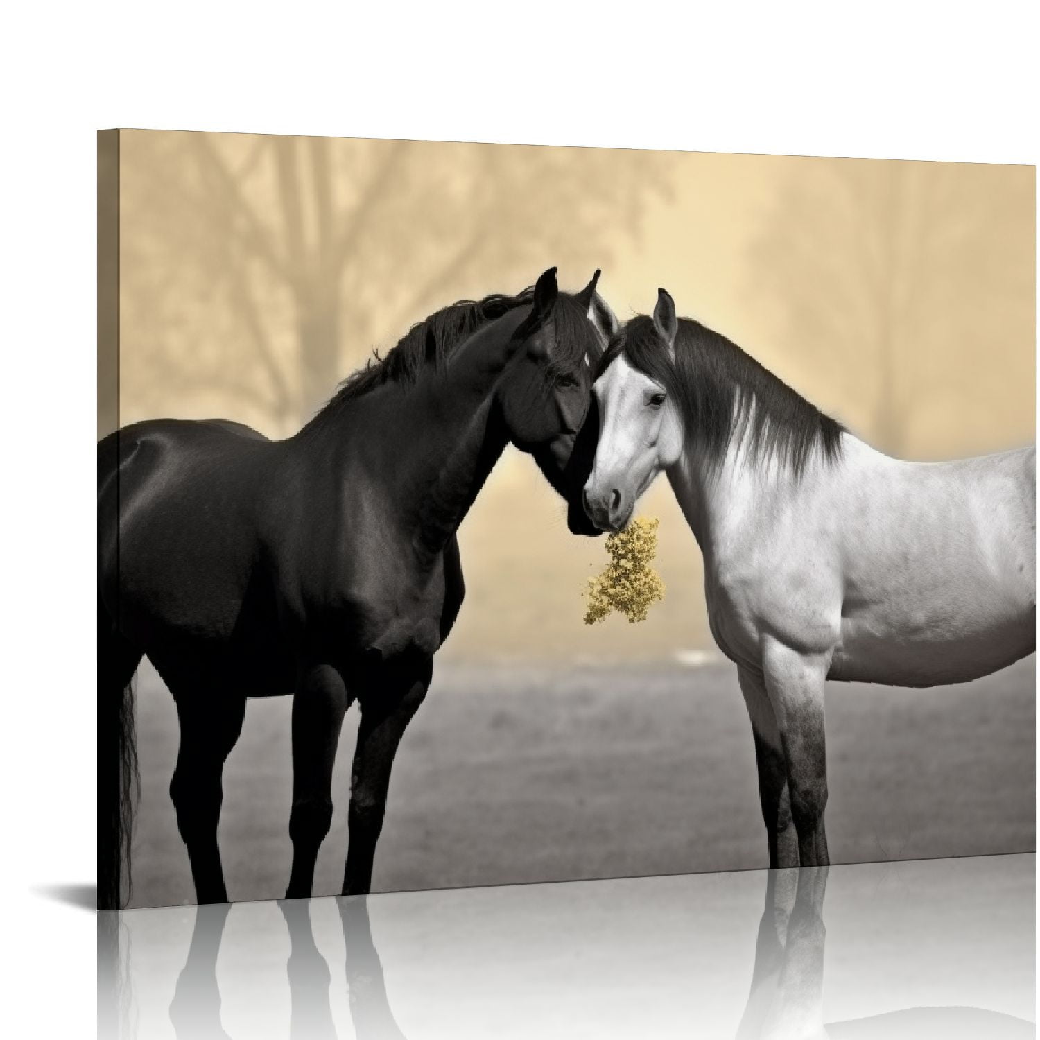 Gotuvs Ranch Horse Canvas Wall Art: Black and White Equines Friendly ...