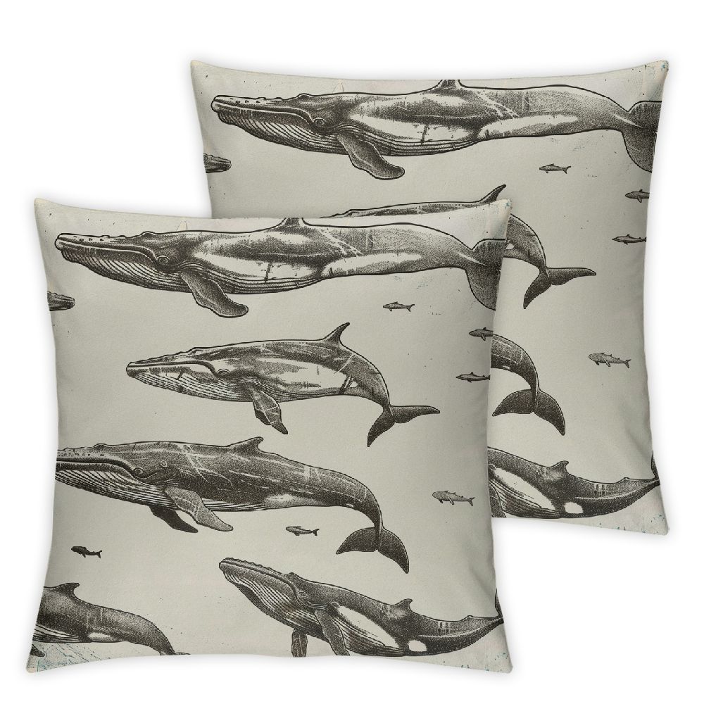 Gotuvs Throw Pillow Cover Whale Dolphin In Sketch Style Rectangular