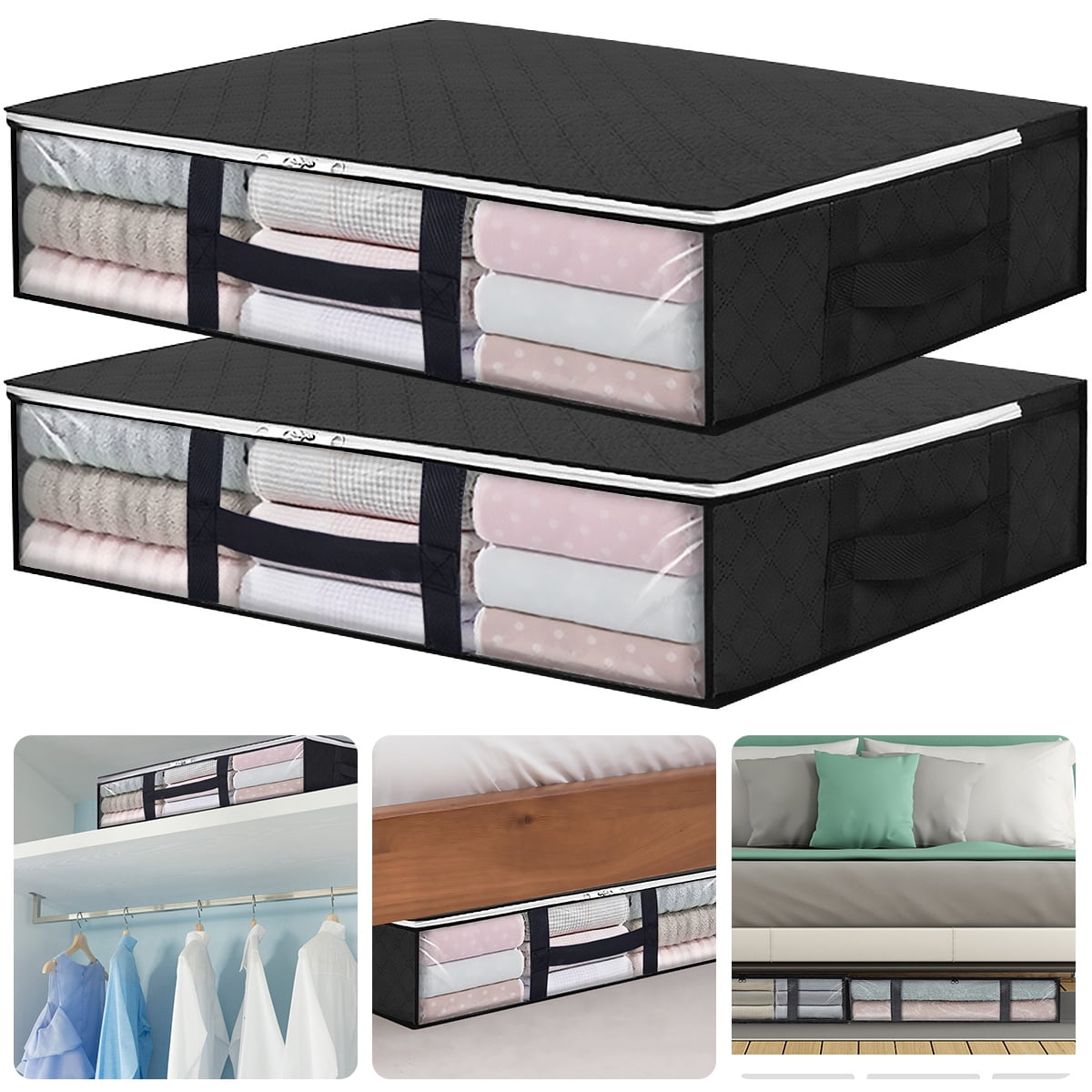 Gotydi 2Pcs Under Bed Storage Bag 40L Large Capacity Underbed Storage ...