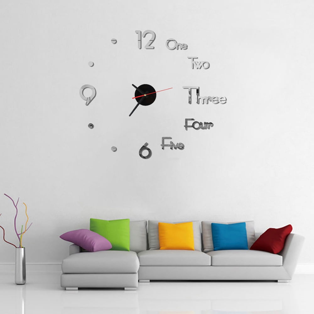 Gotydi DIY Wall Clock Frameless Mute 3D Wall Clock Sticker Acrylic ...