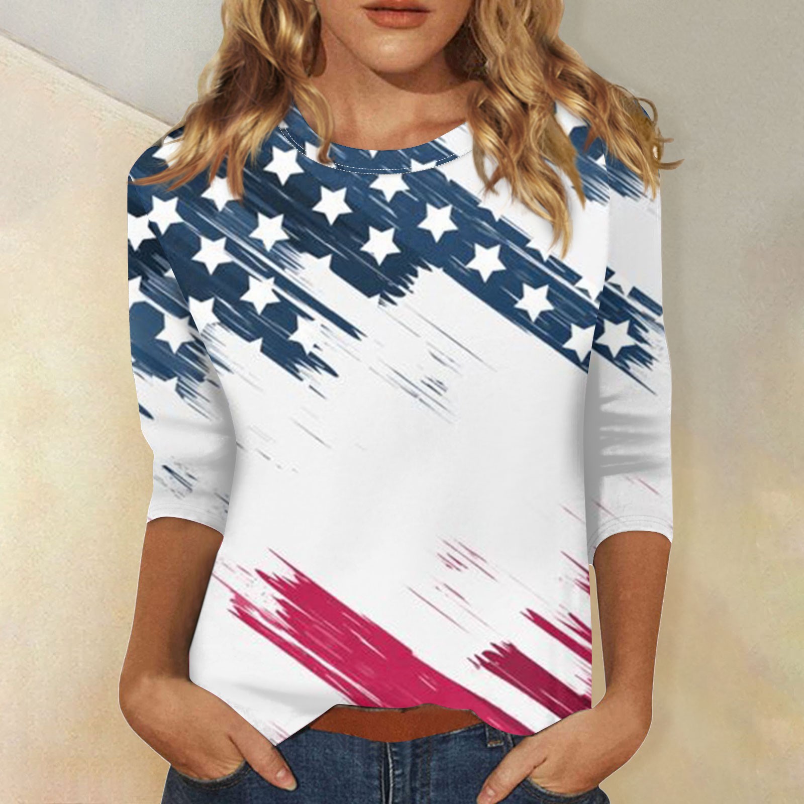 Gotyou American Flag Tops, 2024 Trendy 3/4 Sleeve Tops for Women T ...
