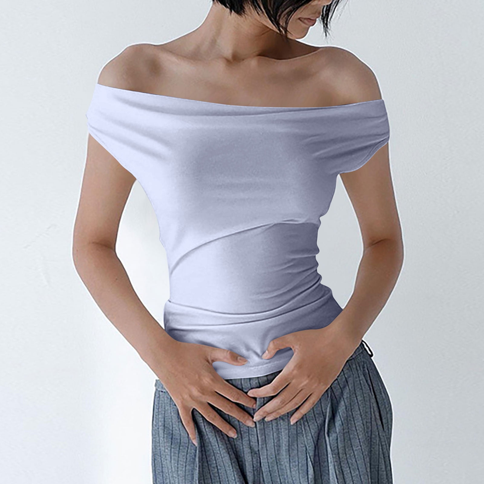 Gotyou Tshirts Shirts for Women, Women's Solid Color Swing Neck ...