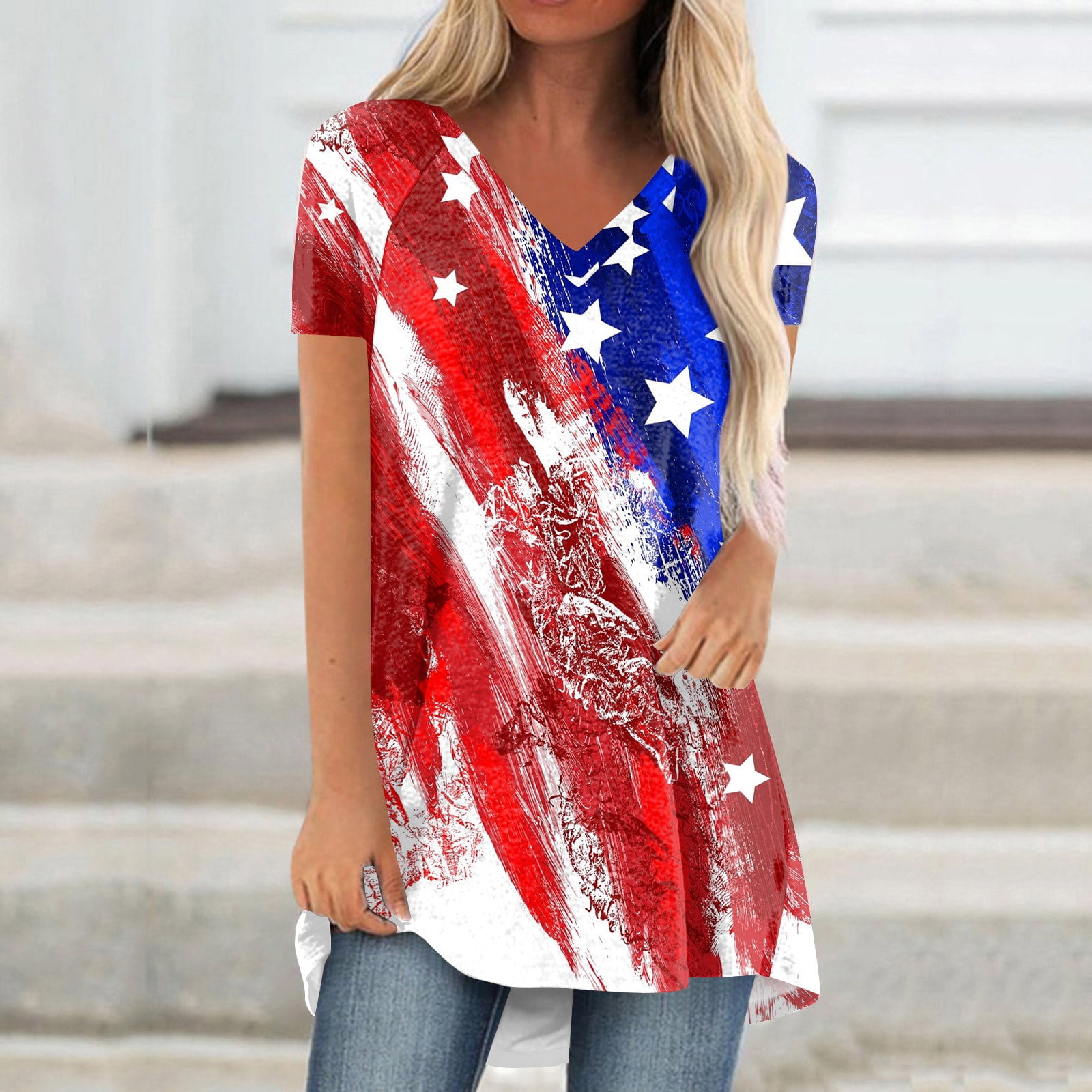 Gotyou Women American Flag Tops, Independence Day Sunflower Women Short ...