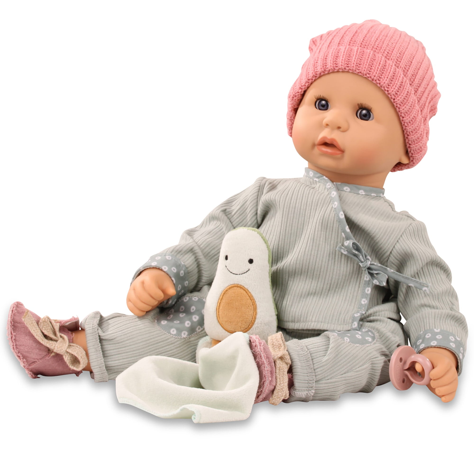 Gotz Cookie 19" Soft Baby Doll in Grey Outfit with Blue Sleeping Eyes ...