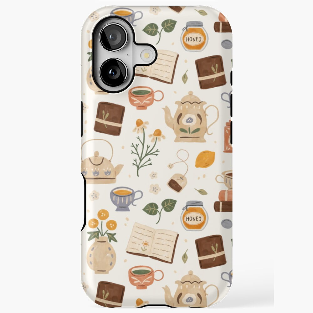 Gouache Books and Tea Cozy Reading Floral Art for iPhone 17 through 11 ...