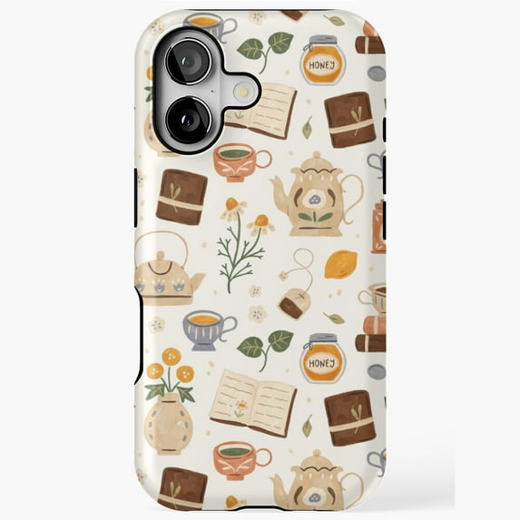 Gouache Books and Tea Cozy Reading Floral Art for iPhone 17 through 11 ...