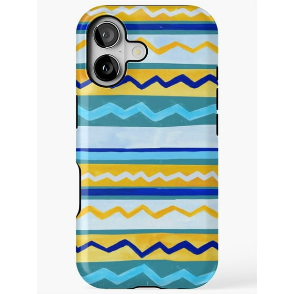 Gouache Stripe Ricrac Pattern Phone Case for iPhone 11 12 13 14 15 16 ...