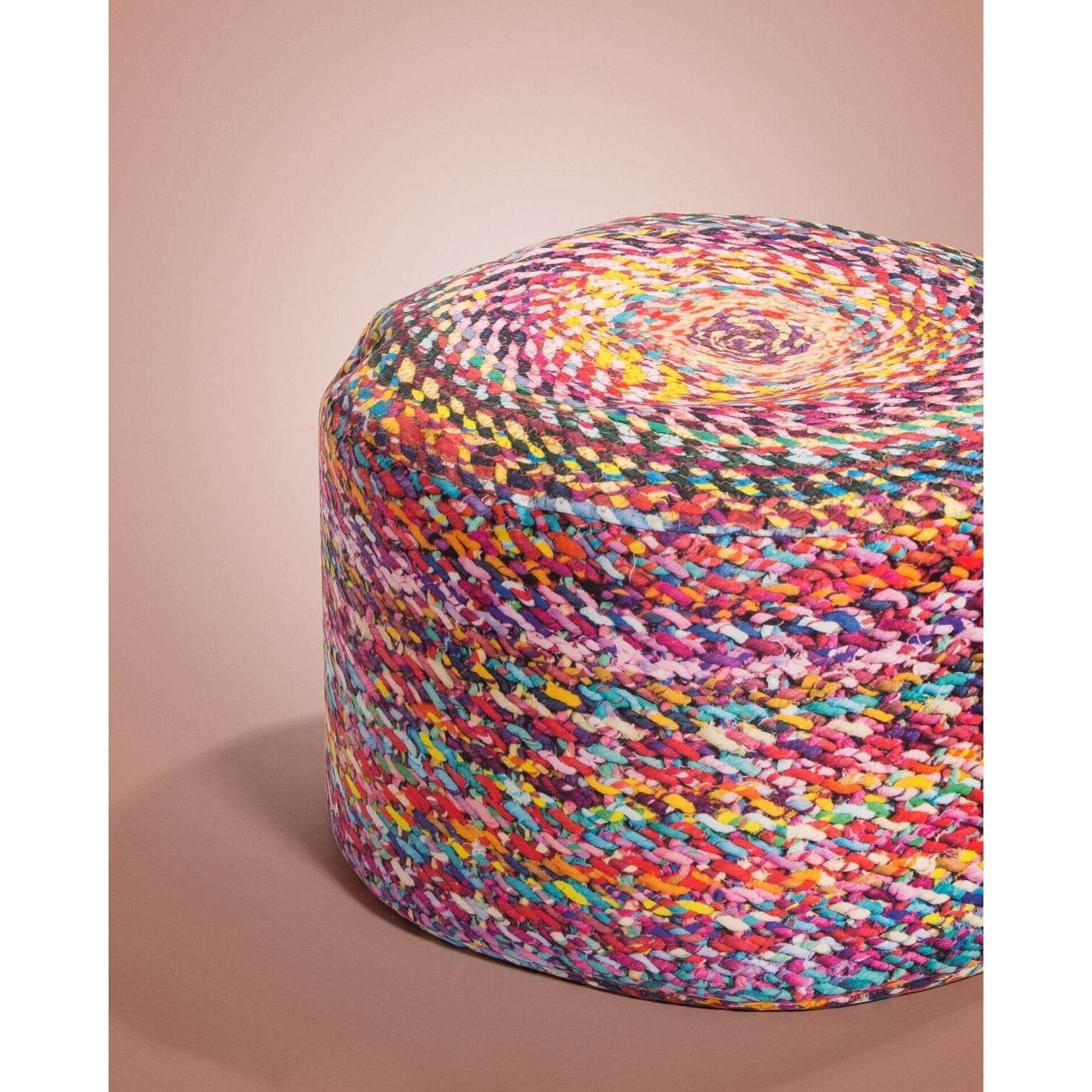 Gouchee Knotted Digital Print Velvet Upholstered Pouf Ottoman - Walmart.com
