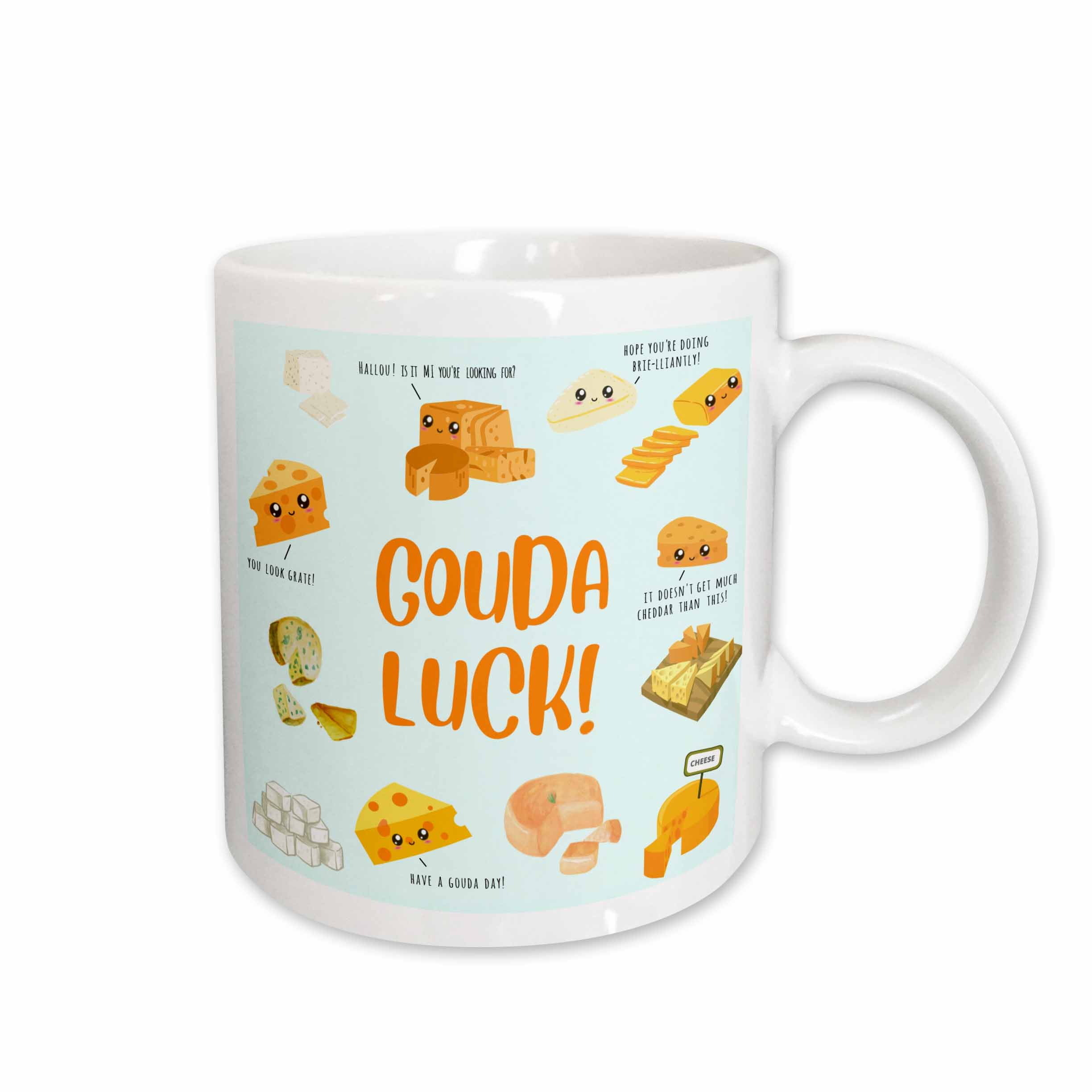 3drose, Gouda Luck - Funny Cheesy Good Luck Cheese Pun Cute Kawaii ...