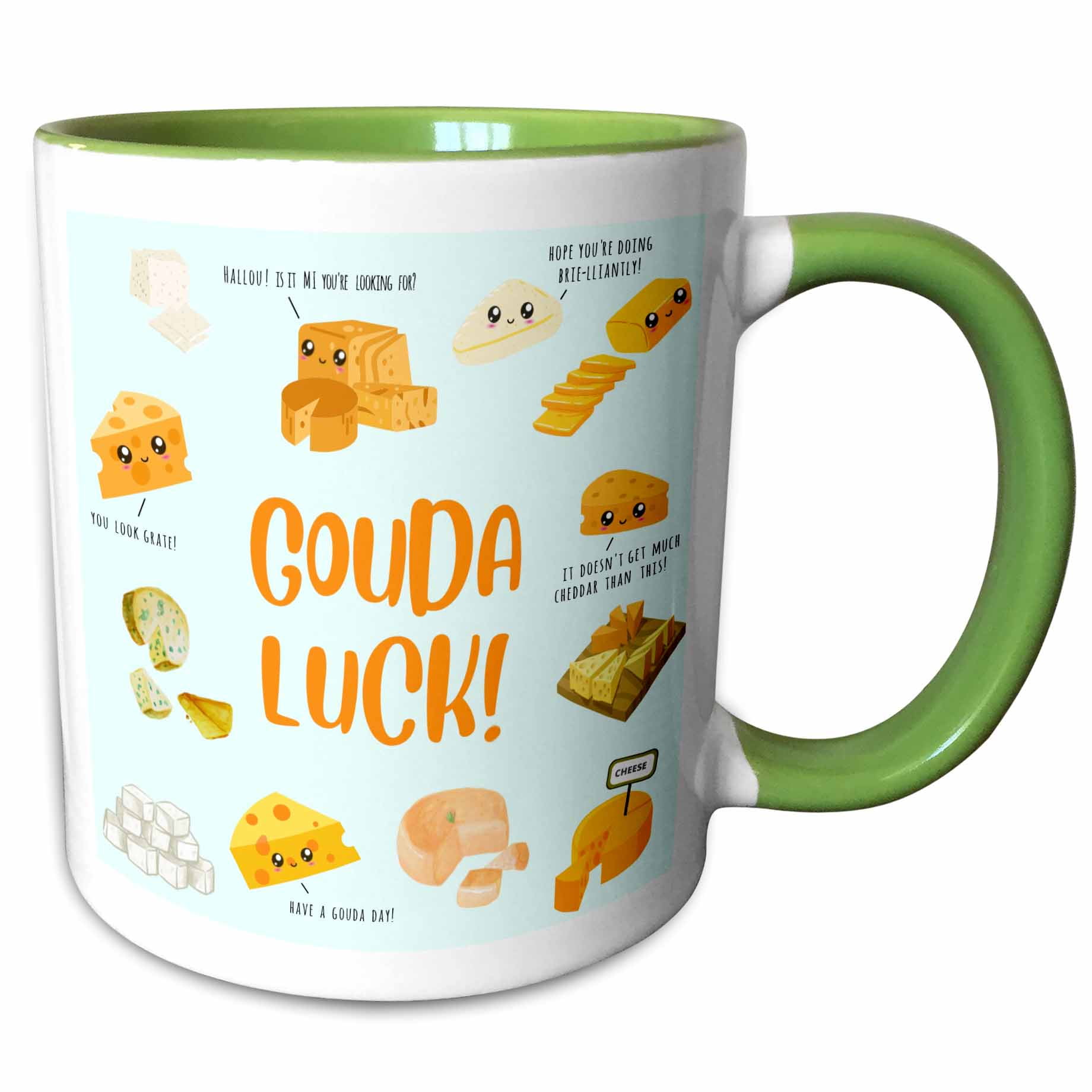 3drose, Gouda Luck - Funny Cheesy Good Luck Cheese Pun Cute Kawaii ...