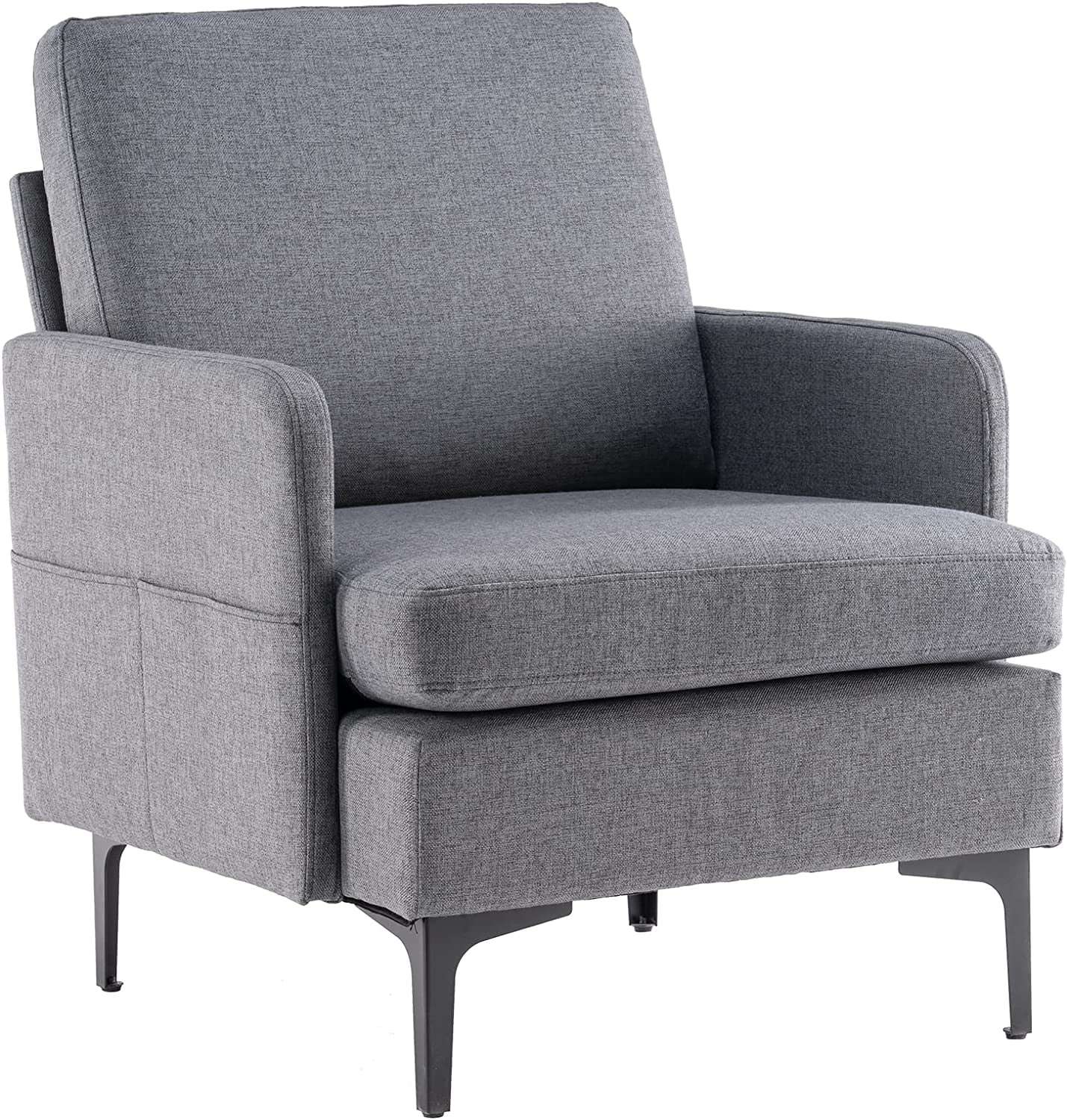 Goujxcy Club Accent Chair, Modern Accent Chair Tufted Arm Club Chair ...