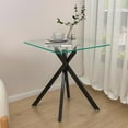 Goujxcy Small Side Table Glass End Table with Black Metal Legs, Modern ...