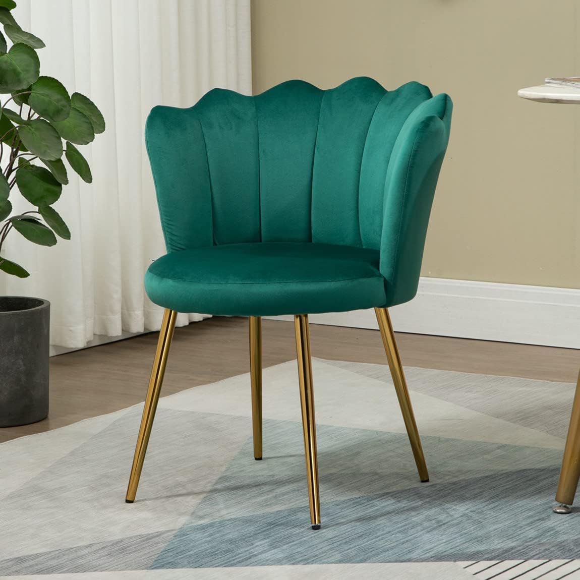 Goujxcy Velvet Upholstered Small Accent Chair, Elegant Vanity Chair ...