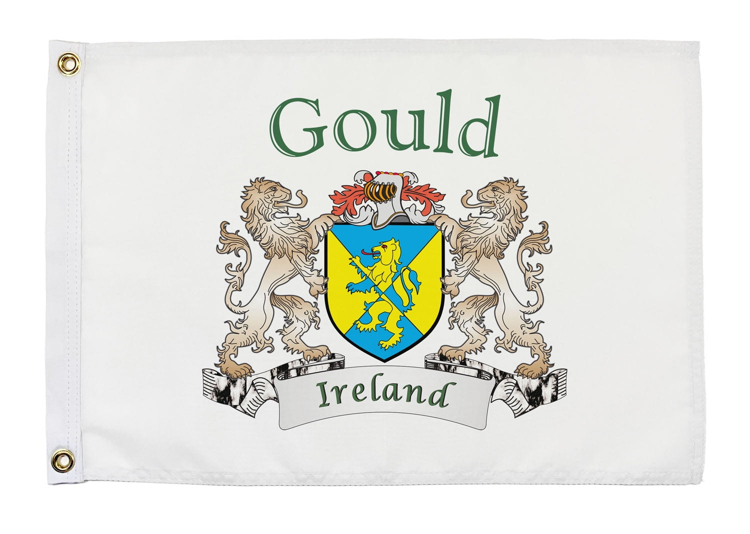 Gould Irish Coat of Arms Small White Flag - 16"x10.5" inches - Walmart.com