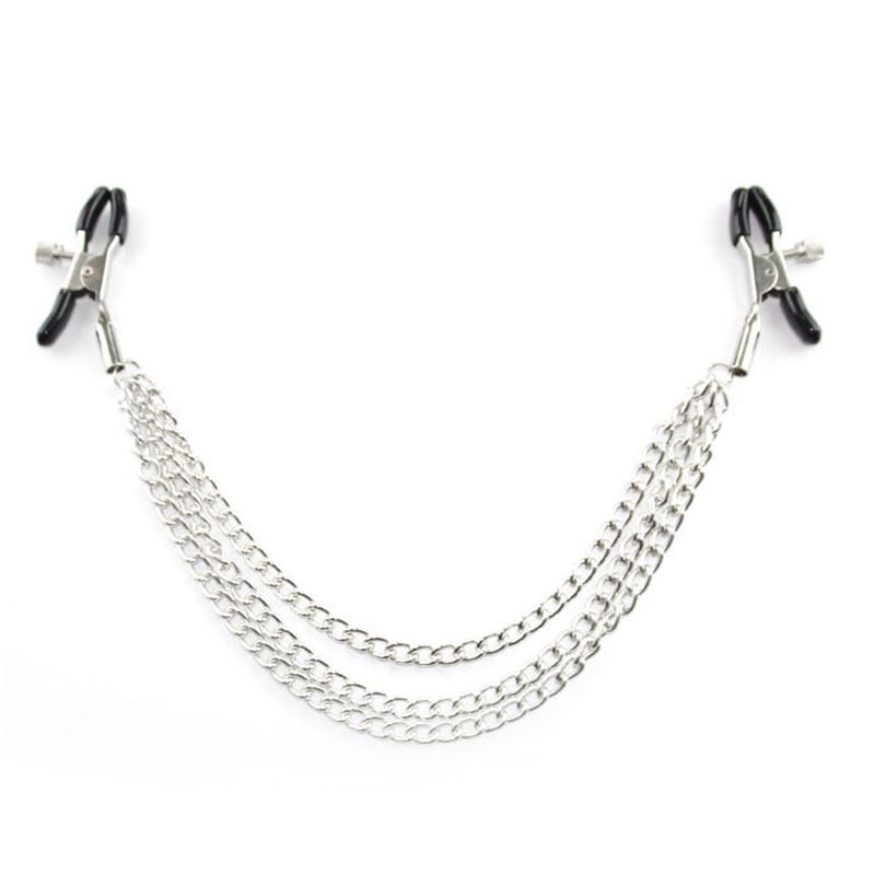 Goulian Sex Slaves Nipple Clips Multi Layer Metal Chain Latex Breast Clamp Flirting Sex Toys For